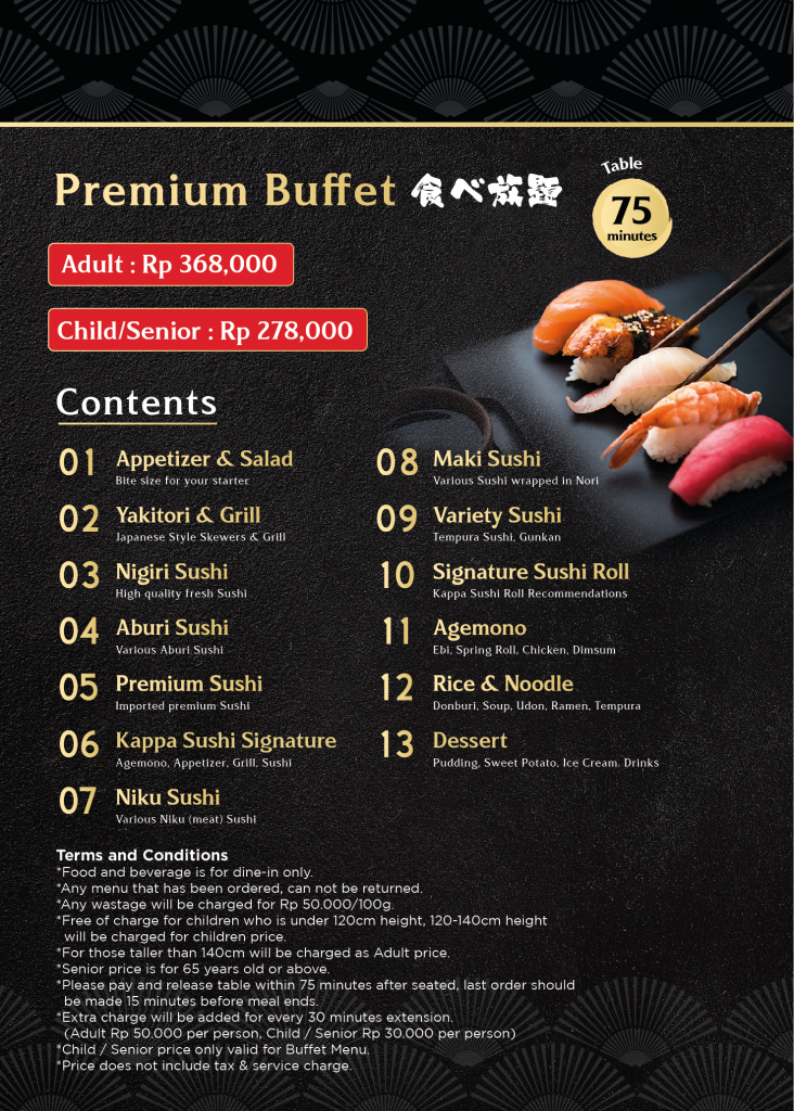 PREMIUM BUFFET – KAPPA-SUSHI MENU
